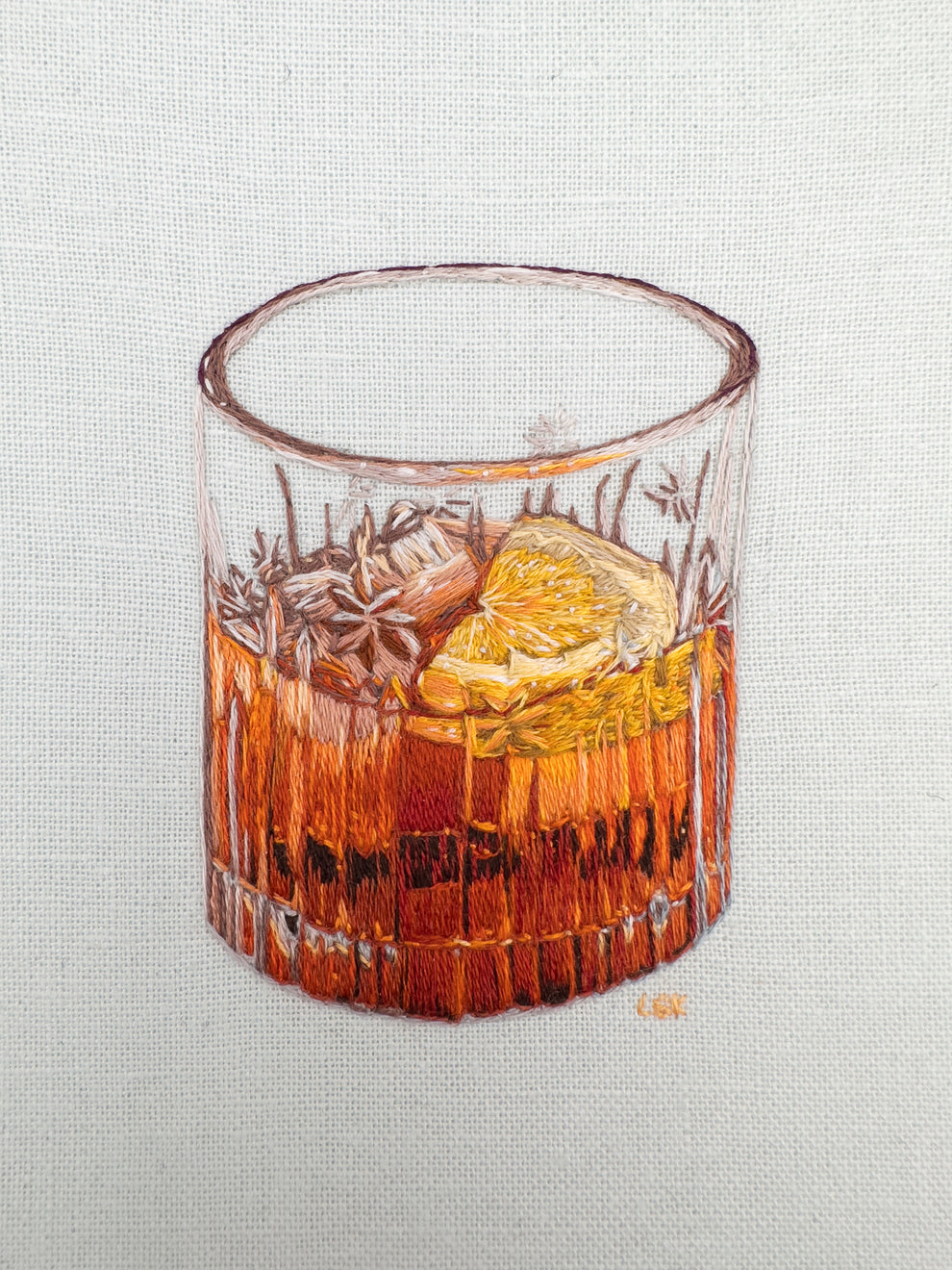 Mini negroni embroidery – Peacocks & Pinecones